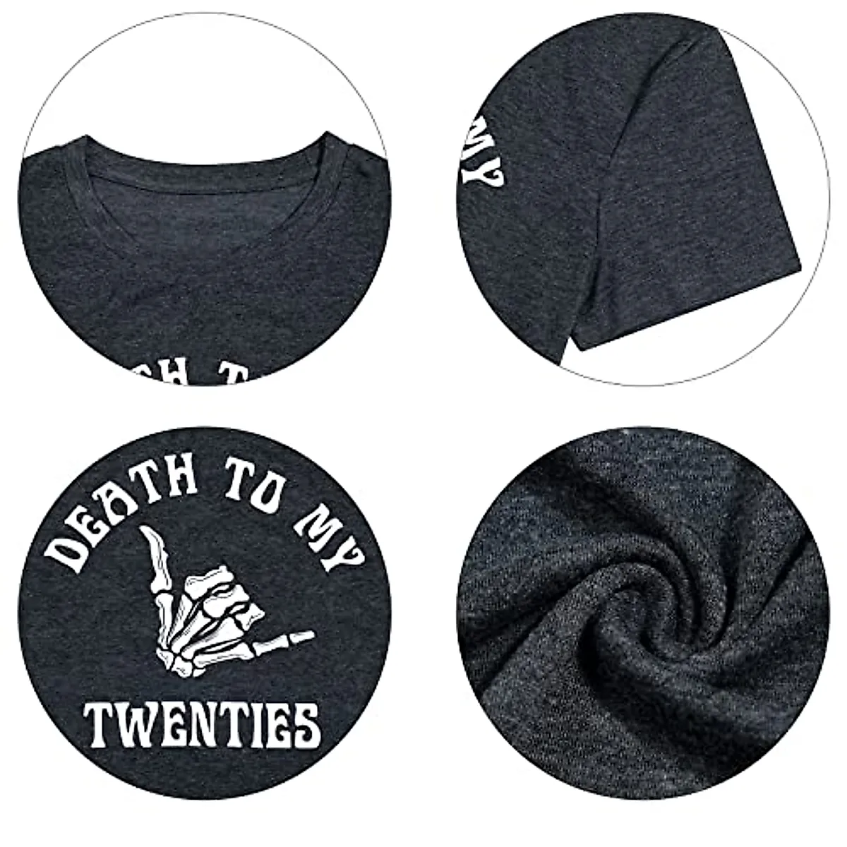 Death to My Twenties Shirt Women 30th Birthday Shirts Skeleton Hand Print Tshirt Thirty Bday Tees Short Sleeve Tops Dark Grey