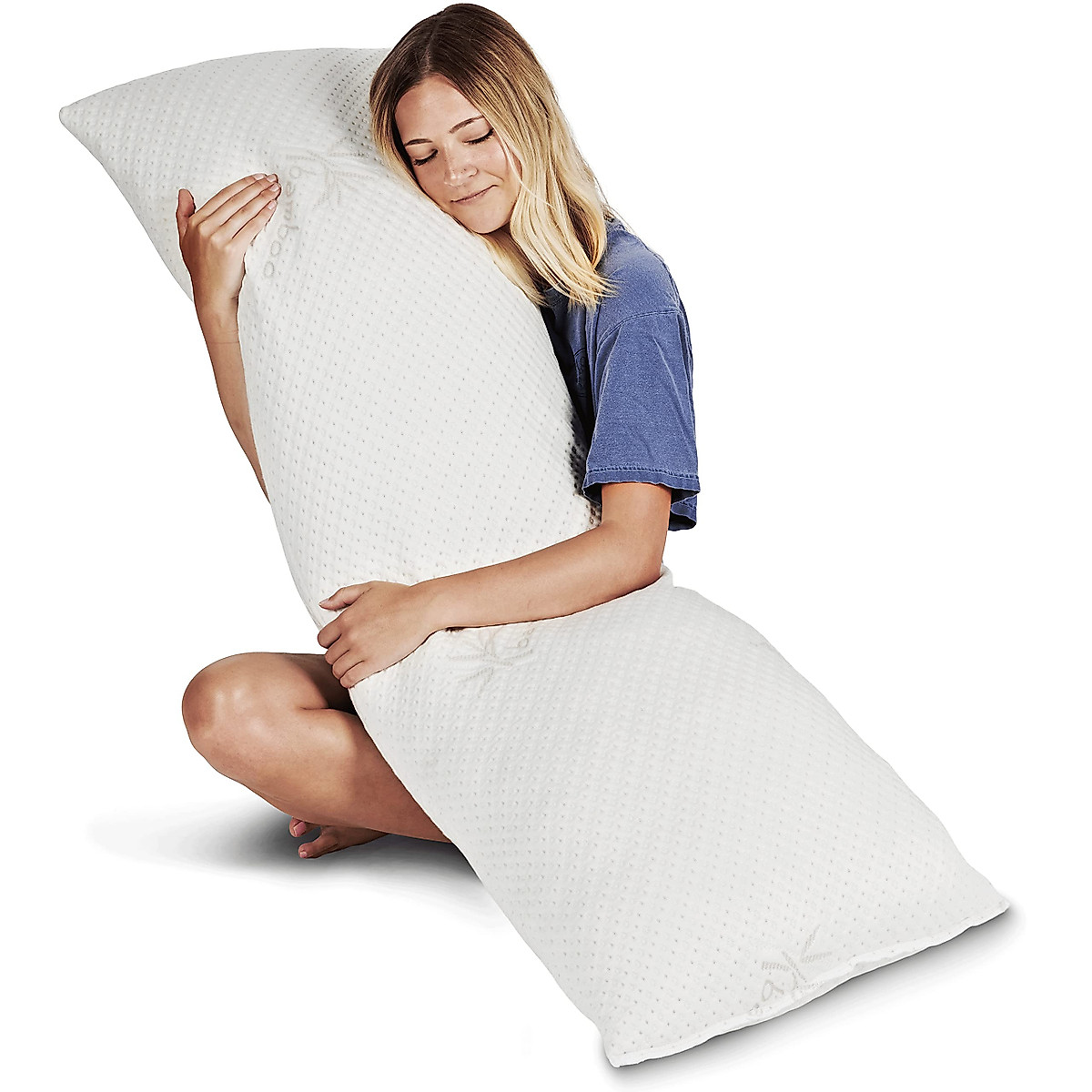Snuggle-Pedic Long Body Pillow for Adults - Big 20x54 Pregnancy Pillows w/ Shredded Memory Foam & Bamboo Cooling Pillow Cover - Cuddle Pillow for Bed, Firm Maternity Side Sleeper Pillow Insert to Hug