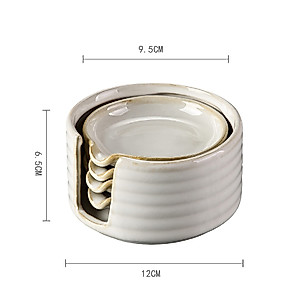 Ceramic Spoon Rest,Spoon Holder,Soy Sauce Dishes with Holder for Kitchen,Household Dipping Sauce Dishes Set, Side Dishes,LIUCUON Kitchen Basics,Set of 4 Kitchen Accessories For Utensils (cream)