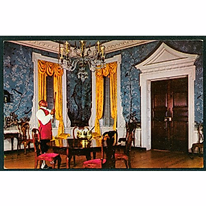 Lighting Candles in Supper Room Governor's Palace Chinese Rice Wallpaper Colonial Williamsburg Postcard
