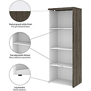 Bestar Gemma 4 Shelf Bookcase in Walnut Gray and White