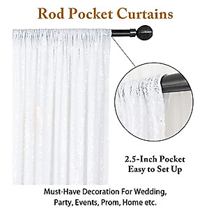 Sequin Curtains 2 Panels White 2FTx8FT Sequin Photo Backdrop White Sequin Backdrop Curtain Pack of 2-1011E