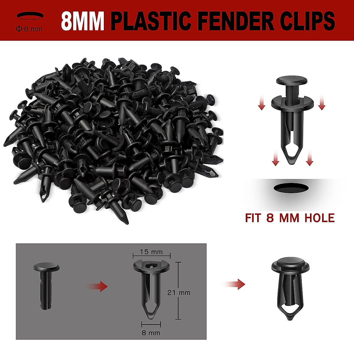 moveland ATV UTV Nylon Body Rivets Fasteners Clips for Honda Rancher Foreman Rubicon Rincon TRX680 TRX650, UTV Fender Push Clips for Polaris Ranger RZR Can Am Kawasaki Teryx - 60 PCS