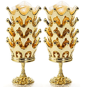 Noamus 30 Pack Fillable Crown with Pouch, Gold Plastic Goblet with Drawstring Bags, Decorative Candy Storage Boxes Party Favor Container for Candy Chocolate Cake Dessert Princess Baby Shower Birthday