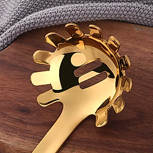 QIBOORUN Stainless Steel Kitchen Utensil Set -8 Cooking Utensils, Colorful Titanium Plated Set Kitchen Tools Gadgets Cake Shovels/Plain Spatula, Potato Masher, Spoon, Slotted Spoon-Gold