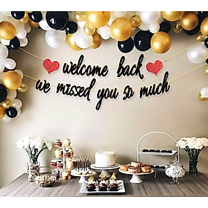 Ushinemi Welcome Back Decorations, Glitter We Missed You So Much Banner, Welcome Home Patriotic Military Homecoming Army Party Decor