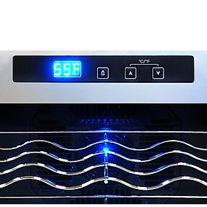 Vinotemp EL-28SILC 28 Bottle Cooler Refrigerator, Freestanding Wine Fridge with Touch Screen Adjustable Temperature Control, Dual-Paned Glass Door and Safety Lock, Metallic