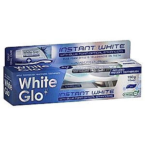 White Glo Instant White Optic Technology Whitening Toothpaste + Toothbrush