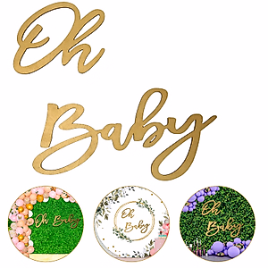 Cute Oh Baby Sign - Wooden Baby Shower Sign with Gold Painted Letters - Adorable Baby Banner for Gender Reveal Party Decor, Baby Shower Decorations - Stylish Photo Backdrop for Baby Boy and Baby Girl