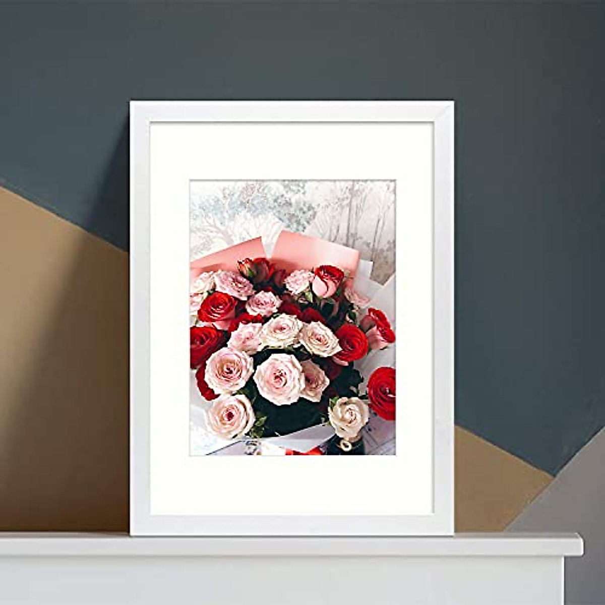 Golden State Art, 12x16 Picture Frame Matted to 8.5x11 Picture or 12 by 16 inch Without Mat (White)