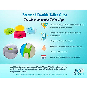 AeroWest Double Toilet Bowl Clip Air Freshener, Cucumber Melon, 3 Pack