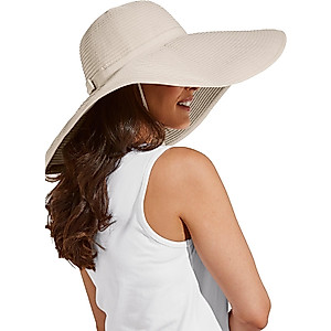 Coolibar UPF 50+ Women's COMPACT in A SNAP!? Shelby Shapeable Poolside Hat - Sun Protective (One Size- Tan Convertible Roll w/Snap)