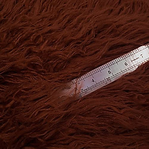 Texco Inc Mongolian Sheep Wool 2-3 Inches Long Pile Faux Fur Fabric, Red Brown 1 Yard