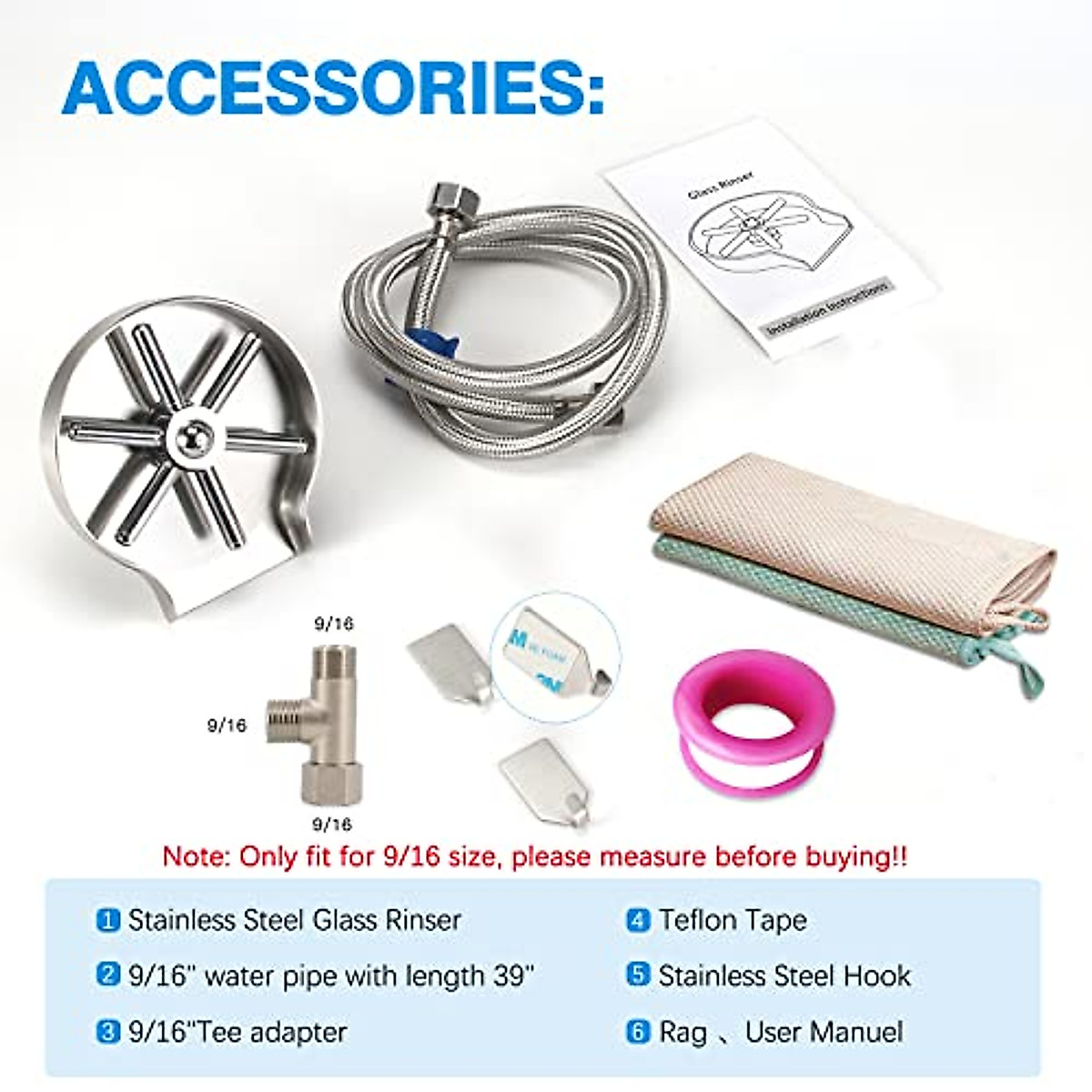 Stainless Steel Glass Rinser for Kitchen Sink, Super Pressure Bottle Washer, HL2121C Cup Washer for Sink, Cup Cleaner with 2 Drying Towel, Kitchen Sink Accessories(Installation Guide Included)