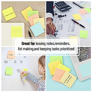 Mr. Pen- Lined Sticky Notes 3x3, 6 Pads, 45 Sheet/Pads, Pastel Colors, Sticky Notes with Lines, Sticky Note Pads, Sticky Pads, Sticky Notes Lined, Colorful Sticky Notes, Mr Pen Sticky Notes