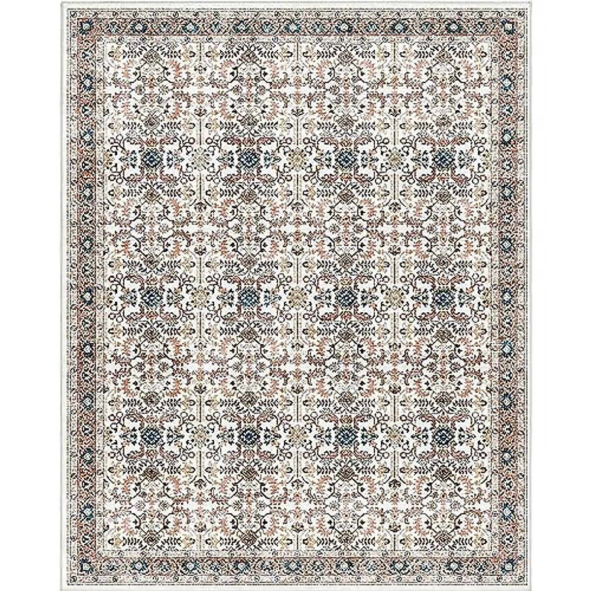 befbee 8x10 Area Rugs for Living Room- Ultra-Thin Stain Resistant Washable Rug, Non-Slip Backing Rugs, Large Room Decor Area Rug (Peach/Grey,8'x10')