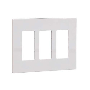 EATON PJS263W Arrow Hart Pjs263 Decorative Screw Less Wall Plate, 3 Gang, 4-1/2 in L X 6.37 in W X 0.08 in T, White