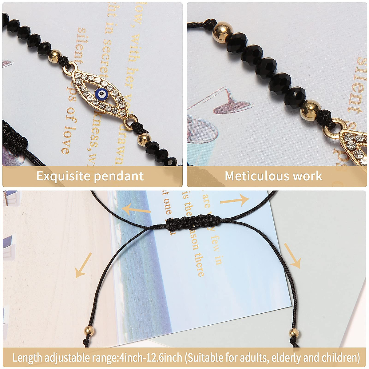 12 Pcs Evil Eye Bracelets Protection bracelet Mexican Bracelets Mal De Ojo Bracelets Evil Eye Jewelry Hamsa Bracelet Evil Eye Anklet Gold Evil Eye Bracelet for Women Girls Boys