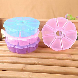 Diamond Painting Boxes Mini 8 Grids Rhinestone Gems Plastic Box Round Storage Box Case Jewelry Bead Makeup Clear Organizer
