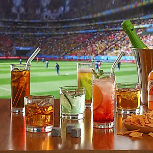 12-Pack 12oz Glass Cups with Straws, Drinkware Glasses Set for Water, Coffee, Cocktails