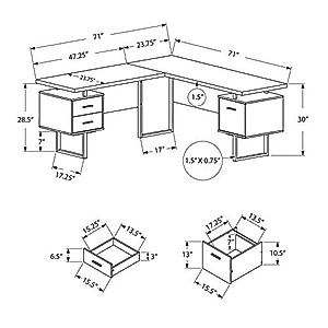 Monarch Specialties Computer 70"L Desk Left or Right Facing - White / Cement-Look