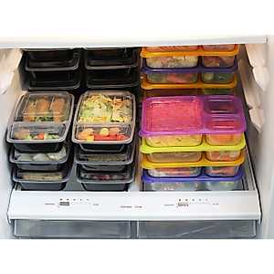 16 Pack - SimpleHouseware 2 Compartment Food Grade Meal Prep Storage Container Boxes (28 ounces)
