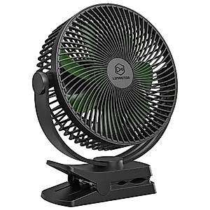 10000 mAh Battery Operated Clip on Fan with 4 Speeds,8 Inch, Max 38 Hrs, Rechargeable Stroller Golf Cart Fans,Quiet, Include Hook for Camping,Strong Wind, Personal Desk Fan, USB Powered,Black