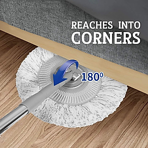 Dust Mop, Wall Cleaner Mop, with Hight Adjustable Handle and 1 Washable Mops Pad, Wet & Dry Floor Cleaning Mop for Hardwood, Tiles, Laminate, Vinyl - Dust Broom (Grey)