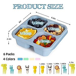 DESLON 4 Pack Snack Containers for Kids Adults, 4 Compartment Bento Snack Box, Reusable Meal Prep Lunch Containers with Compartment, Divided Small Snack Containers Bento Box for Travel Work