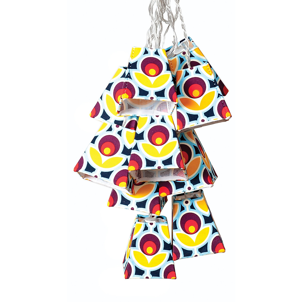 Allsop Home and Garden Soji Mod-Tulip Solar String Lights, Funky Style LED Outdoor Solar Lanterns, Handmade with Weather-Resistant UV Rated Fabric, for Decks, Gardens, Gazebos, Weddings, (Mod Tulip)