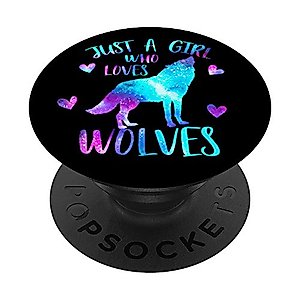 Just a Girl Who Loves Wolves Galaxy Space Watercolor Wolf PopSockets PopGrip: Swappable Grip for Phones & Tablets