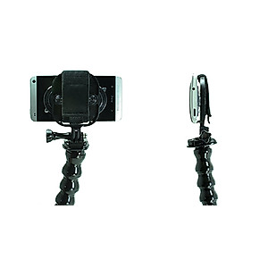 Action Mount Jaws Flex Clamp + Adjustable Goose Neck + Universal Mount Adapter for Smartphone, W/Base Clip & Screw. Use with a Phone, or Gopro Camera. Easy to Use!