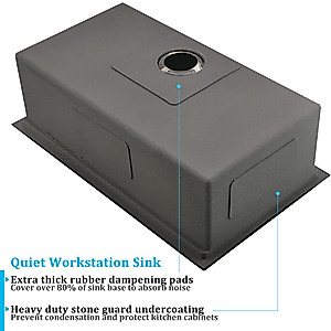 30 Inch Undermount Kitchen Sink Black Stainless Steel, BoomHoze 30 x 19 Inch Undermount Workstation Sink Single Bowl Commercial 16 Gauge Stainless Steel Black Kitchen Sink Deep Kitchen Sink