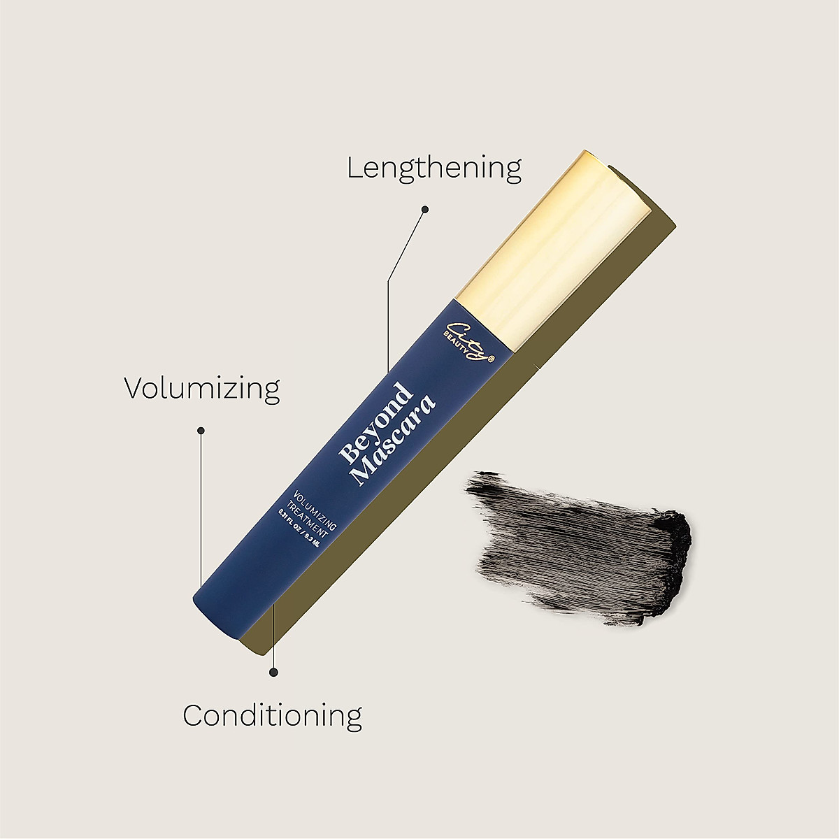 City Beauty Beyond Mascara - Volumizing Treatment - Nourish & Lengthen - Keratin & Biotin Promote Stronger, Thicker-Looking Eyelashes - Buildable & Smudge-Resistant - Cruelty-Free - Rich Black