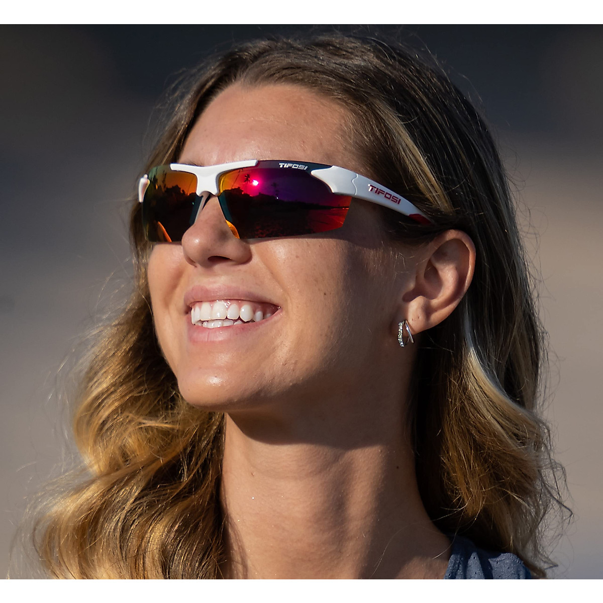 Tifosi Optics Track Sunglasses (White/Red, Smoke Red)