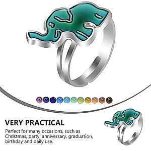 Generic 1Pc Color Change Finger Ring Elephant Shape Mood Ring Adjustable Open Ring Creative Ring for Kids Women, 1.5x1.3cm, 36916L17OA3EJDR