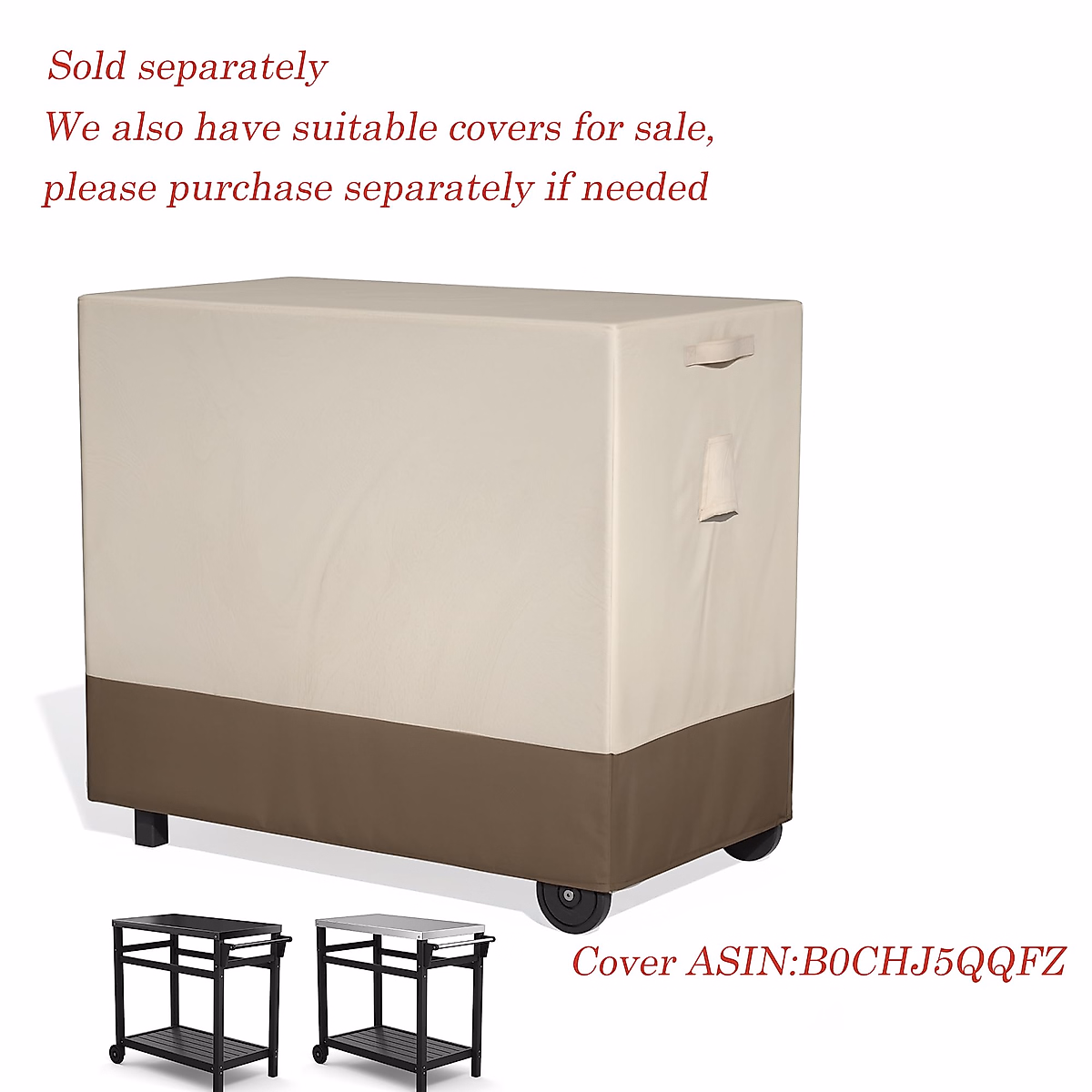 TORVA Outdoor Prep Grill Carts, 303 Stainless Steel Tabletop with High Load Capacity Portable BBQ Table, HDPE Durable Frame 2-Tier Storage Cart, Wood