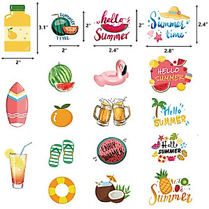 Summer Stickers for Water Bottles Waterproof Vinyl Beach Stickers for Kids Tropical Hawaiian Decals for Laptop Envelope Seals 100Pcs