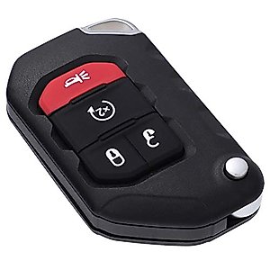 SELEAD Flip Key Fob 4 Buttons Keyless Entry Remote fit 2020 for Jeep Gladiator 2018-2020 for Jeep Wrangler Antitheft Keyless Entry Systems 68416782AA 1pc 433.92MHz, Black