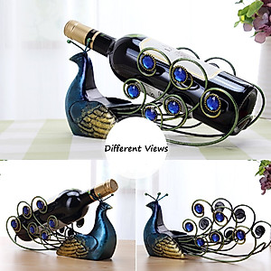 A.B Crew Creative Metal Iron Wine Rack Single Wine Bottle Holder Home Decor(Peacock)
