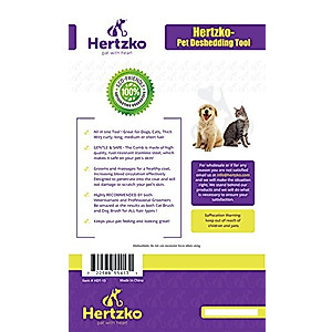 Hertzko Pet Deshedding Tool Gently Removes Shed Hair - for Small, Medium, Large, Dogs and Cats, with Short to Long Hair