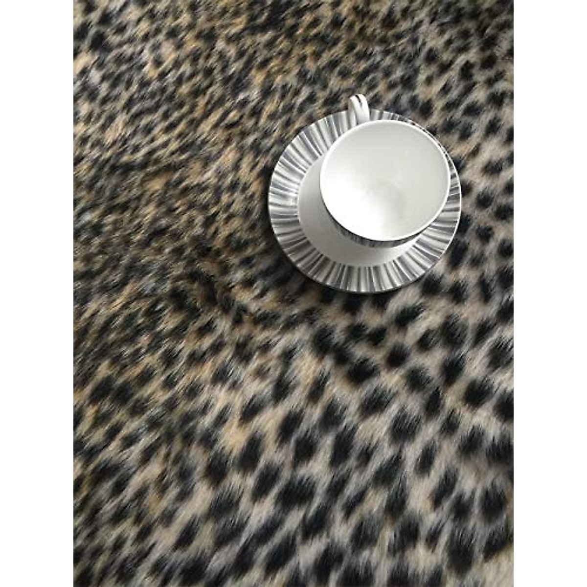 Leopard Print Rug Faux Fur Cheetah Rug Cowhide Animal Skin Mat Carpet for Office, Livingroom, Bedroom Non-Slip Home Decor 40x37Inch/ 3.2x3.1Ft