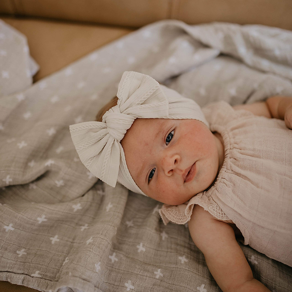 Parker Baby Girl Headbands - 5 Pack of Cable Knit Nylon Bows for Girls -"Matilda Set"