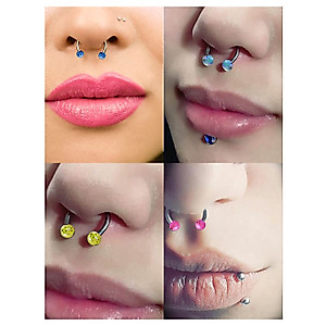 Vsnnsns 16G Surgical Steel Horseshoe Nose Septum Rings Piercing Jewelry Cartilage Helix Tragus Earring Studs Hoop Lip Horseshoe Ring Piercing Jewelry Retainer for Women Men 8mm 52pcs