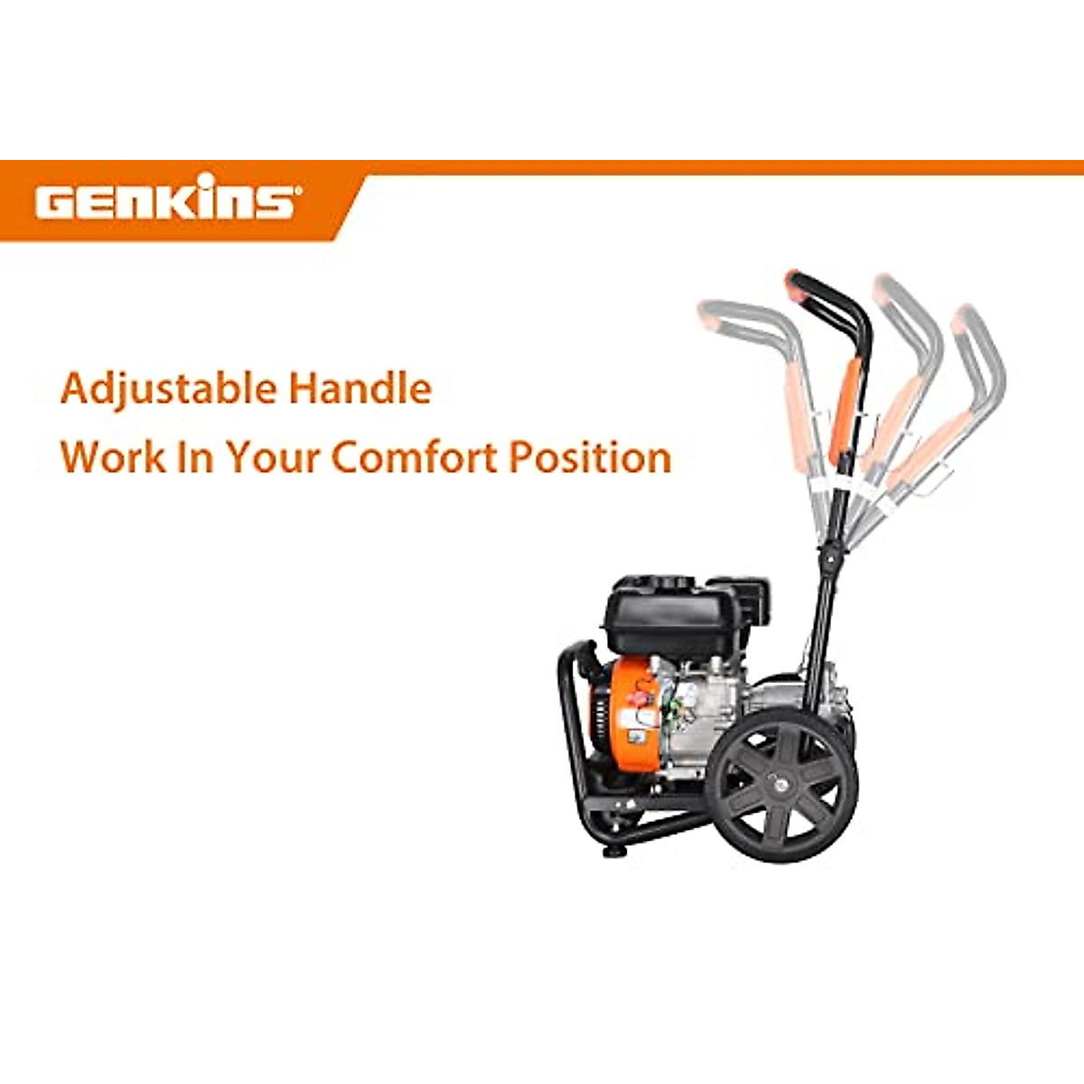 Genkins GPW3200 Gas Powered Foldable Pressure Washer 3200 PSI and 2.5 GPM, Soap Tank and Five Nozzle Set | Compact & Foldable