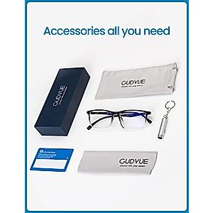 GUDVUE Blue Light Glasses for Men Rectangle Computer Glasses Gaming Eyeglasses, Black/Crystal PRO