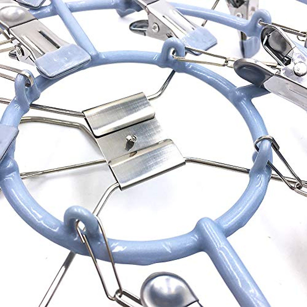 Stainless Steel Clothe Drying Rack Laundry Drip Hanger 24 Clip Metal Clothespins Round Underwear Lingerie Sock Hat Boot Large Heavy Duty Portable Indoor Outdoor Baby Wet and Dry Dryer (24 Round)