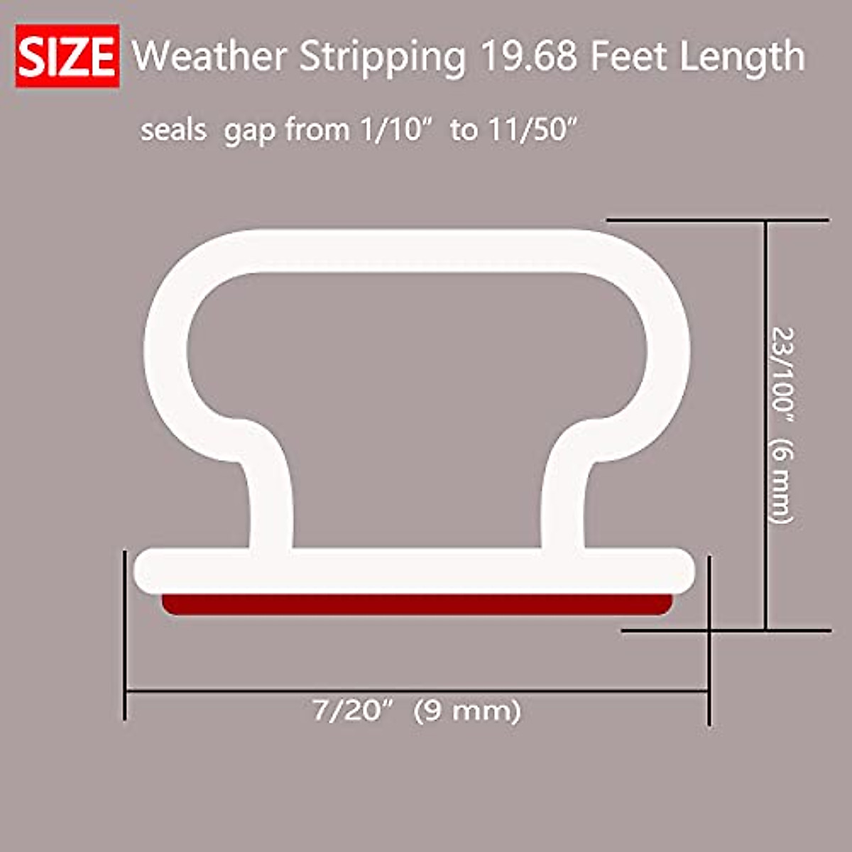 GANGDISE White Door Weather Stripping, Waterproof Self-adhisive Rubber Seal Strip for Doors and Windows Soundproof Insulation 19.68 Feet