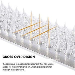 Buzzlett 27.8ft (Pack of 20) Transparent Plastic Bird Defender Spikes for Indoor Outdoor use Keep Pigeon, Squirrel Off Strips