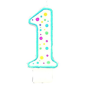 Wilton Polka Dot Numeral Candle, 3-Inch by 1.5-Inch, No. 1 Blue, 1-Pack